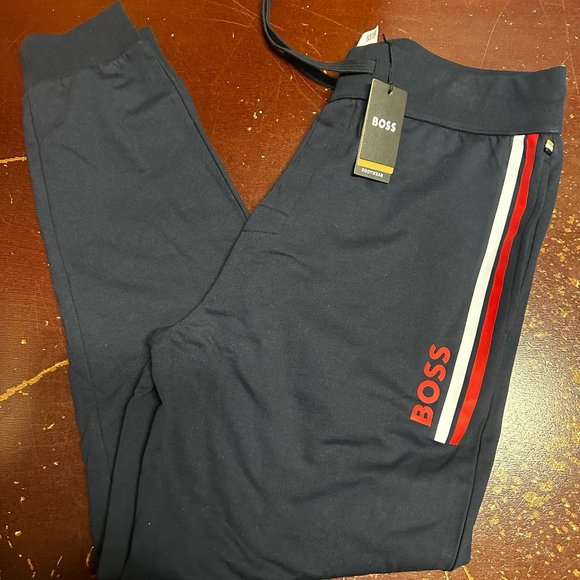 Hugo Boss | Pants | Hugo Boss Mens Black Elastic Waist Tapered Leg ...